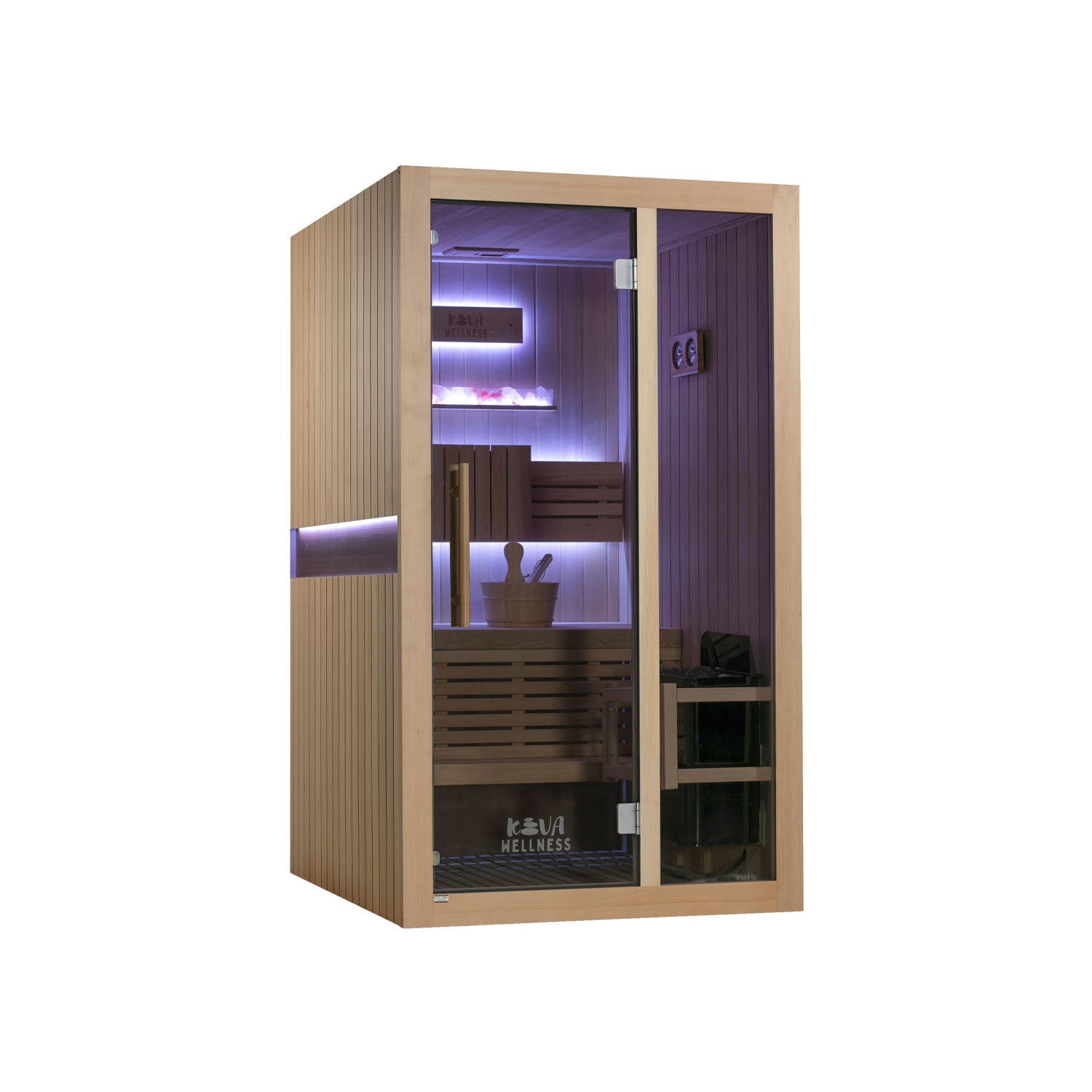 ‍Kiva Reset 2 Person Traditional Double Tier Finnish Sauna - 4.5kw Hea ...