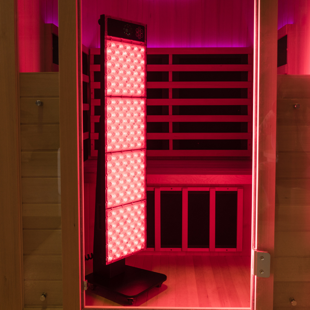 3 Person Full Spectrum Infrared Sauna with Portable Red Light Therapy ...