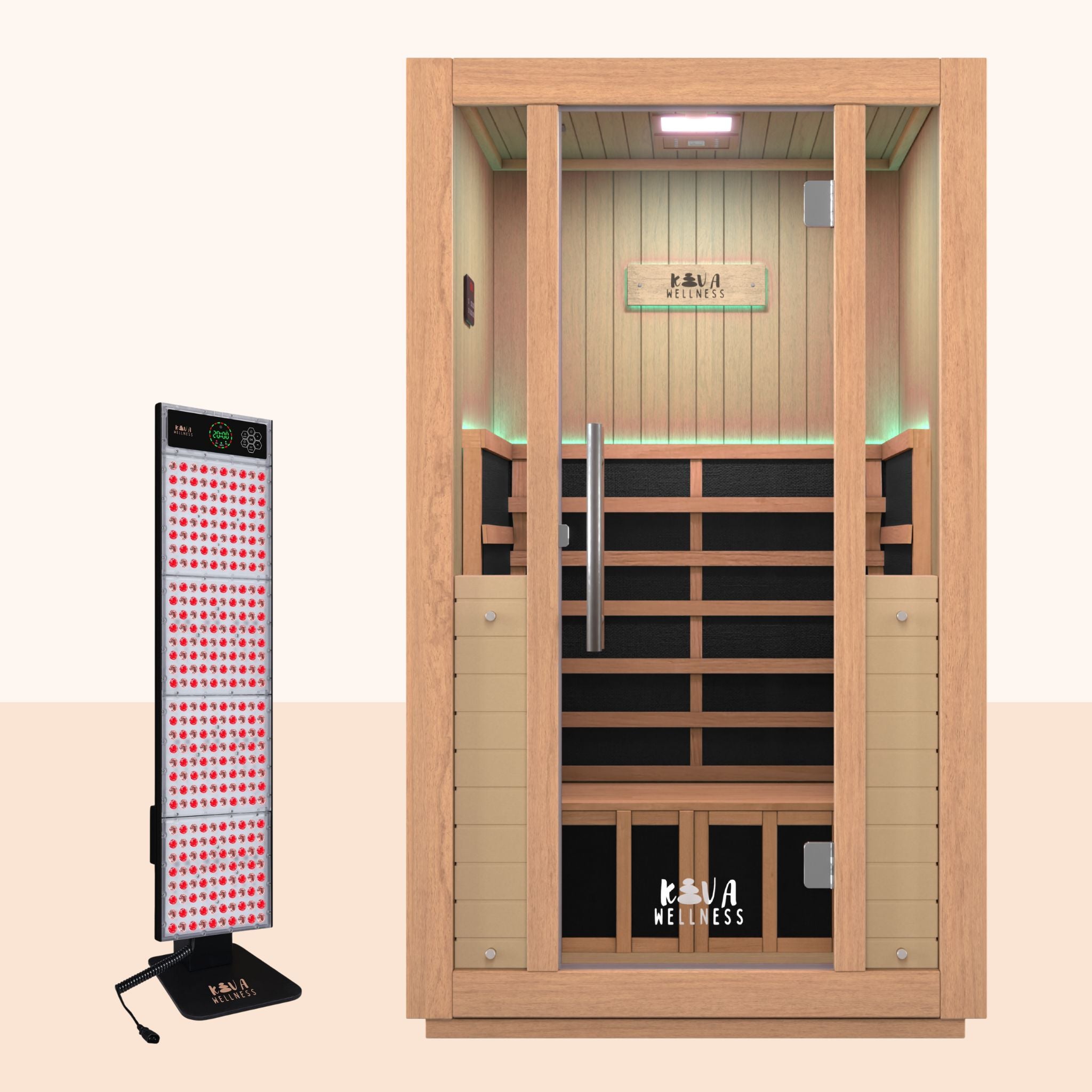 2 Person Full Spectrum Infrared Sauna + Portable Red Light Therapy – Kiva Wellness